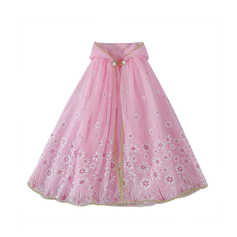 Pink Kids Cloak with Snowflake and Flower Decor-Pink Kids Cloak with ...